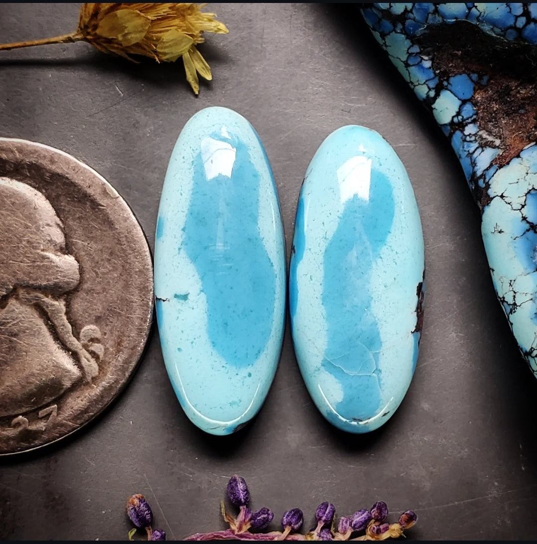Golden Hills Turquoise Oval Set 2pcs Cab | Turquoise Obsession