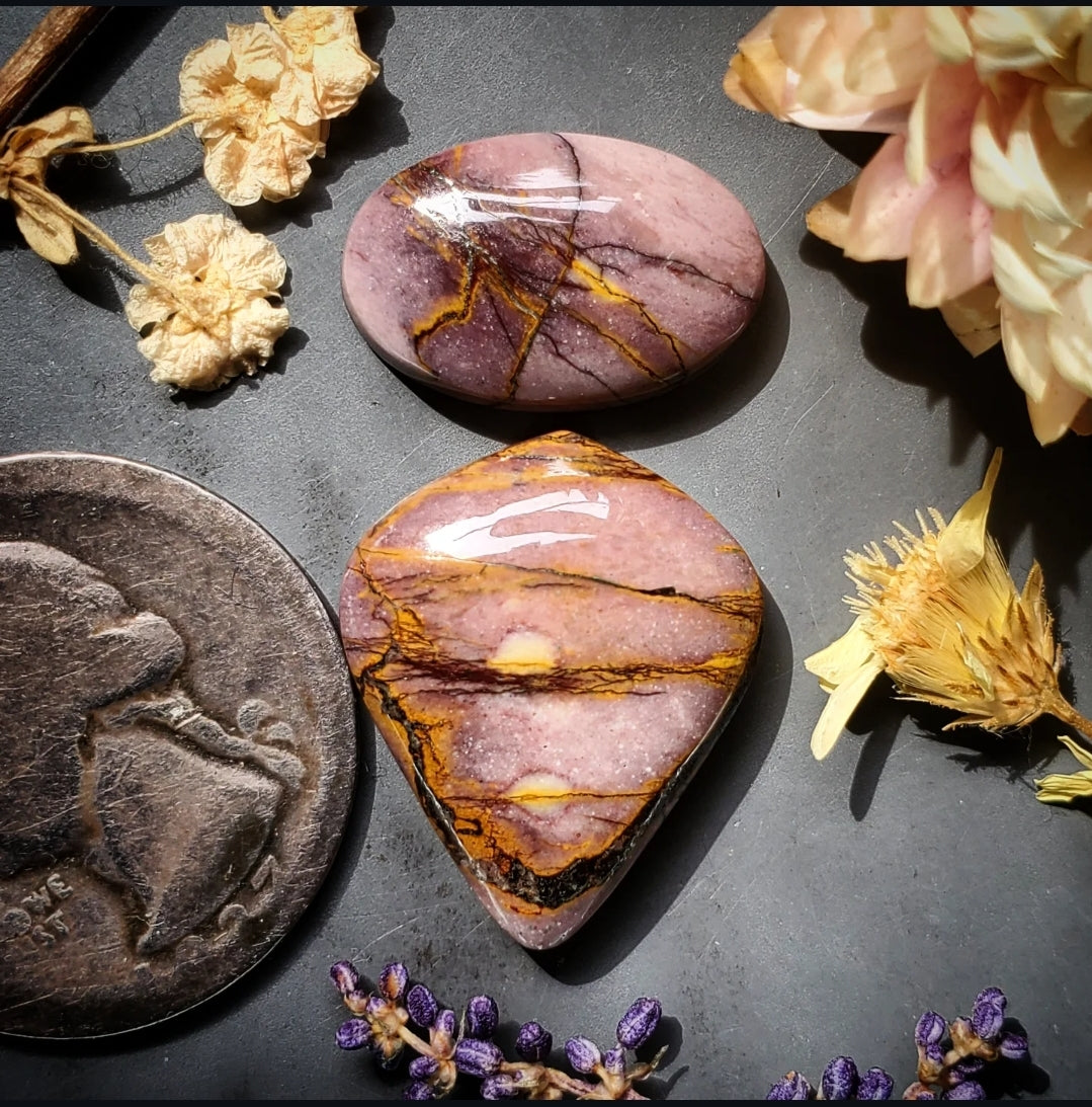 Lilac Mookaite Petal Oval Set 2pcs Cab | Turquoise Obsession