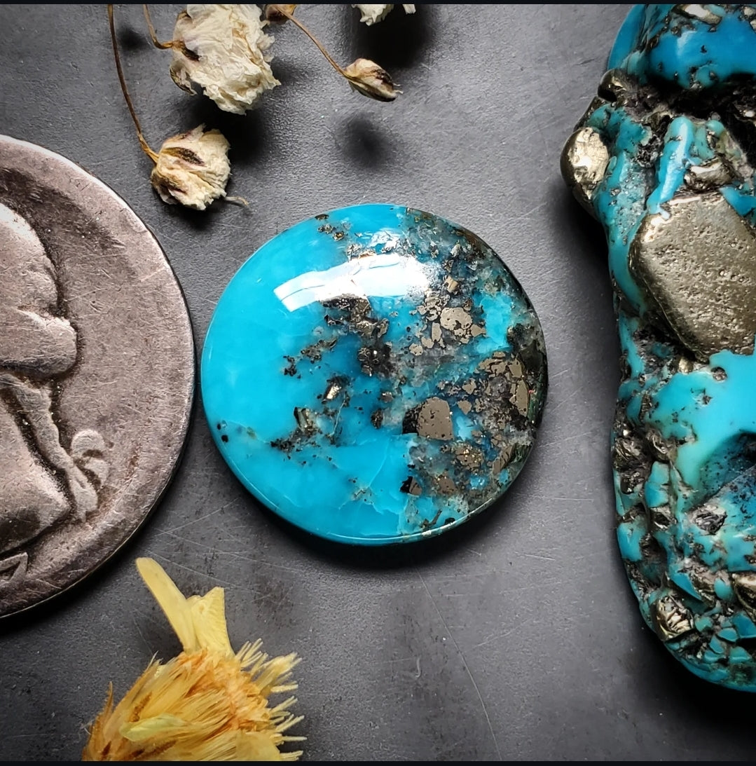 P. Blue Turquoise Round 16mm Cab | Turquoise Obsession