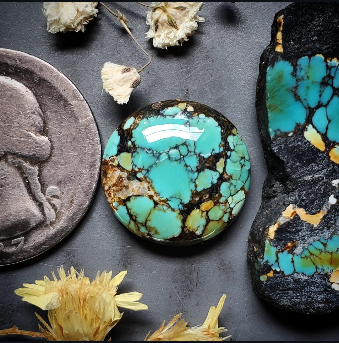 Polychrome Hubei Turquoise Round 16mm Cab | Turquoise Obsession