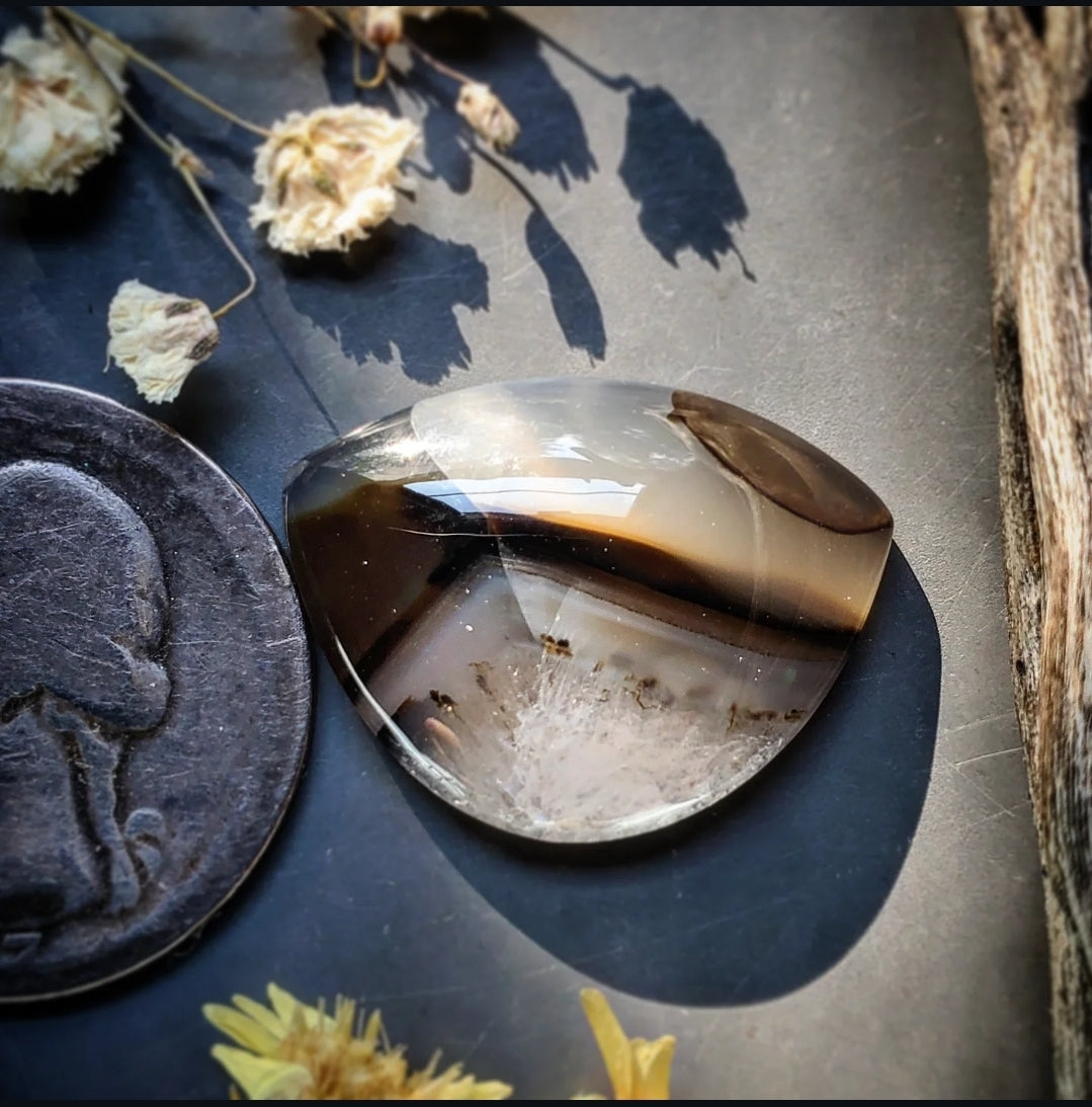 Montana Agate Half Moon 24x18mm Cab | Turquoise Obsession