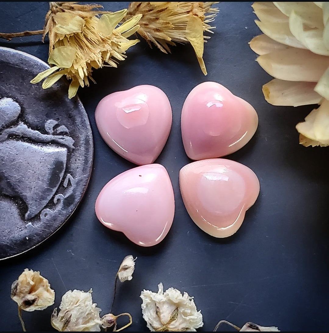 Bahamian Pink Conch Shell Hearts (4pc) 10mm Cab | Turquoise Obsession