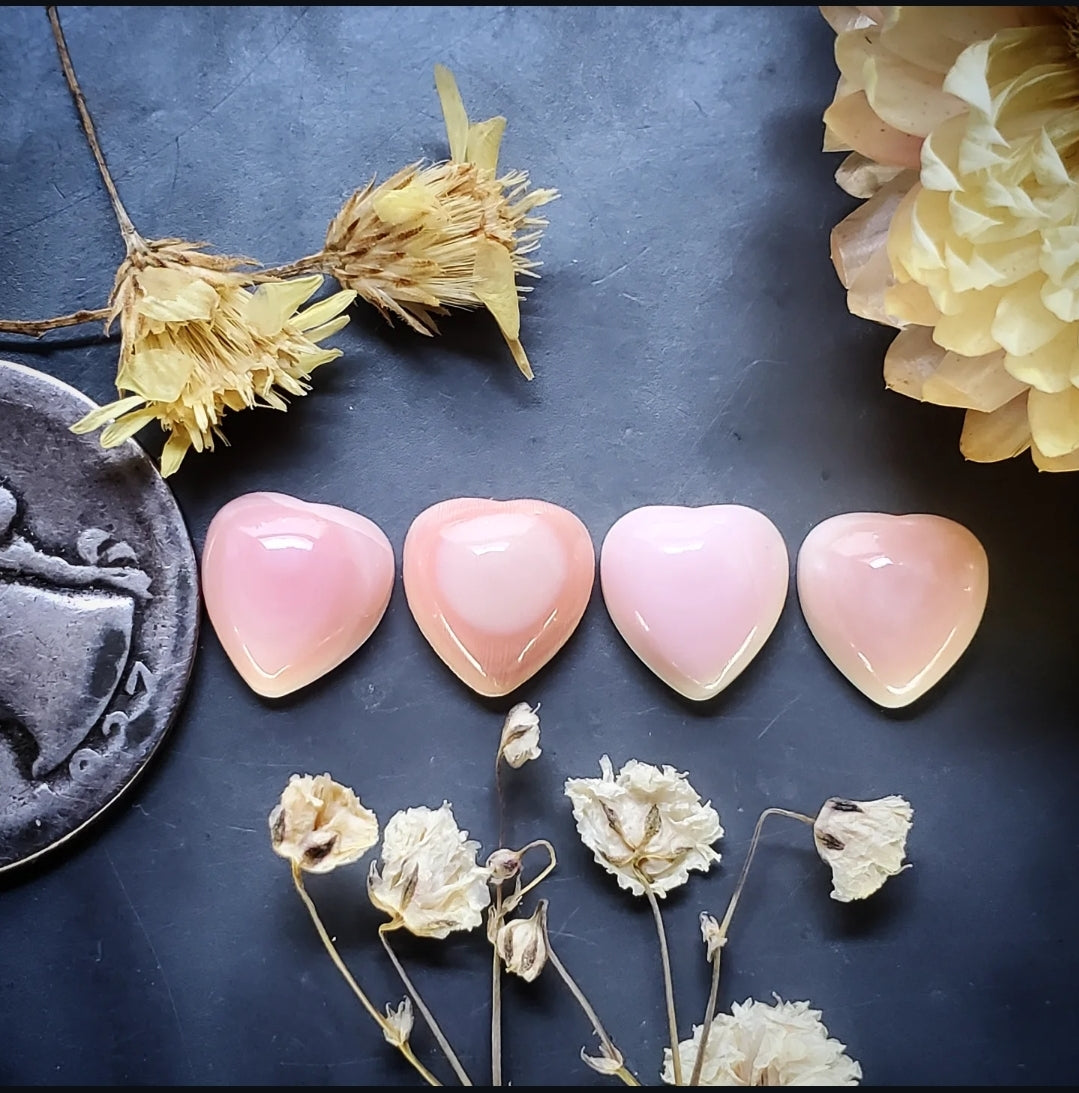 Bahamian Pink Conch Shell Hearts (4pc) 10mm Cab | Turquoise Obsession