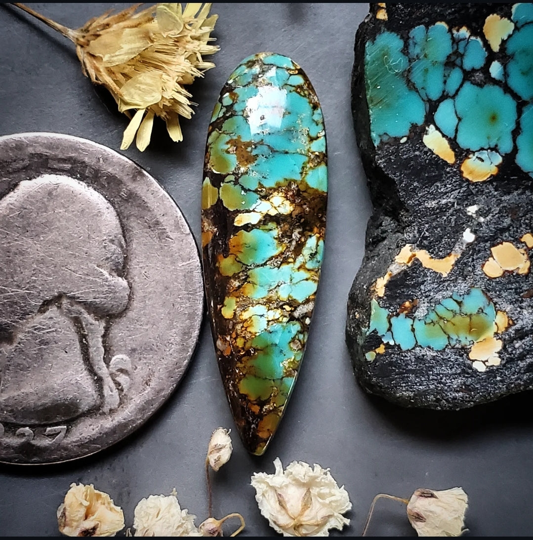 Polychrome Qingu Drop 29x9mm Cab | Turquoise Obsession