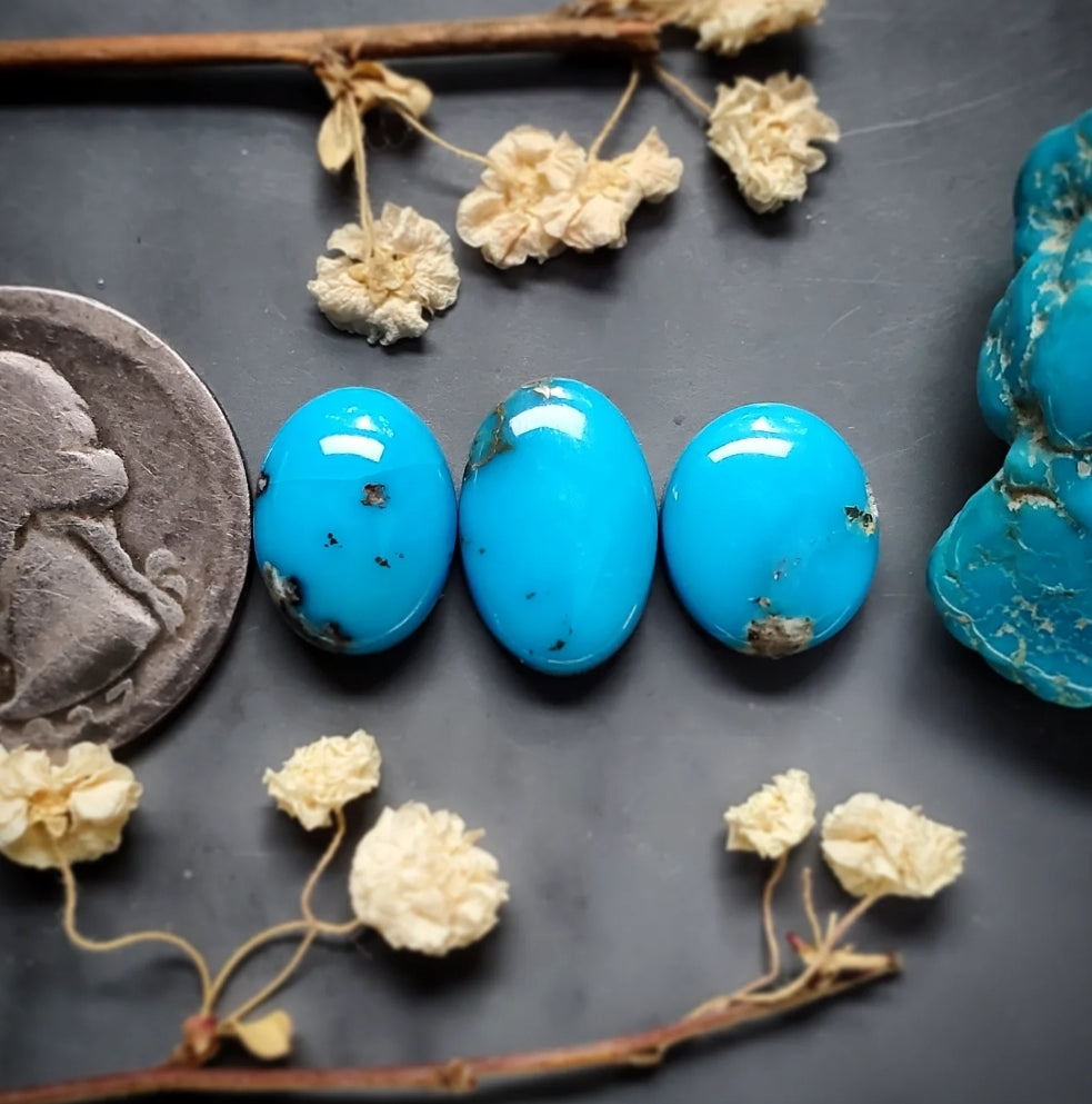 Havasu Blue Turquoise Oval Set 3pcs Cab | Turquoise Obsession