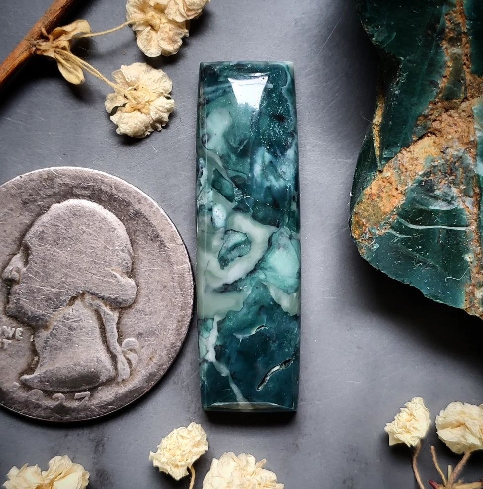 Hava Ridge Jasper Bar 33x10mm Cab | Turquoise Obsession