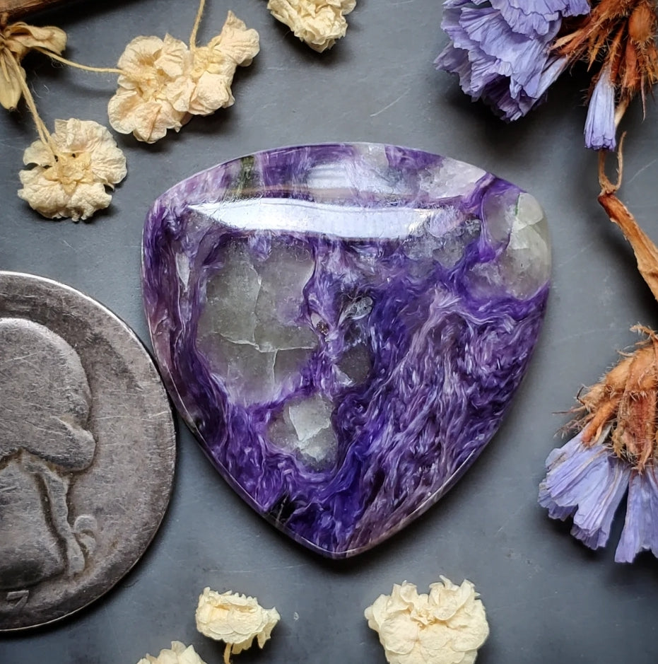 Charoite Trillion 28x28mm Cab | Turquoise Obsession